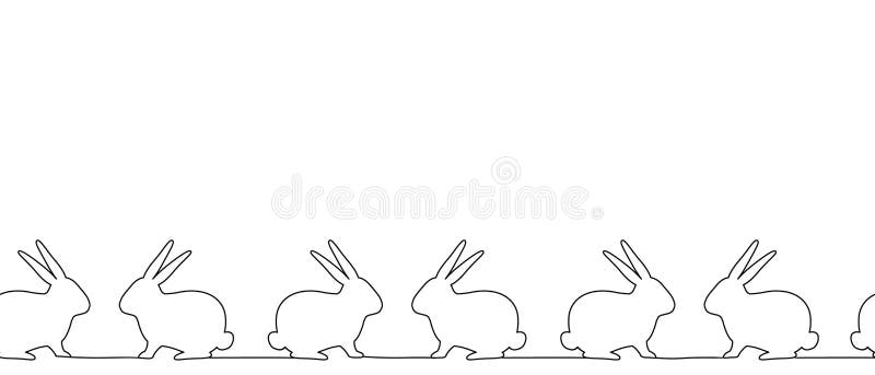 Seamless Border with Rabbits Silhouettes Stock Vector - Illustration of ...