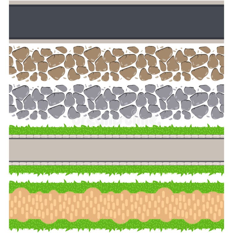 Seamless Border Roads and Track. Vector Tileable Pathway. Stock Vector ...