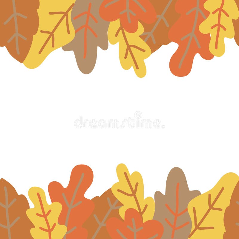 Seamless Border with Simple Autumn Leaf Shapes on White Background ...
