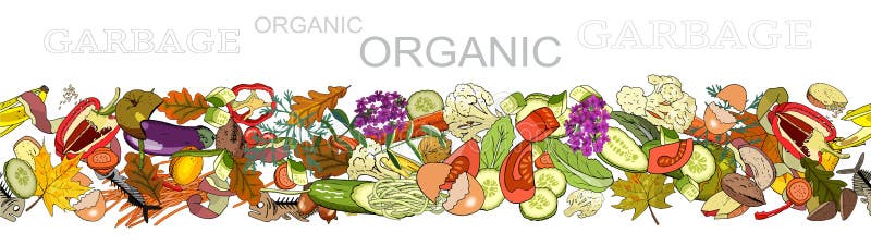 Seamless Border with Sorted Organic Garbage. Collection of Patterns ...