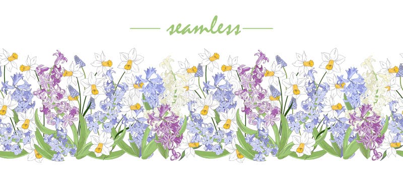 Seamless Border of Spring Flowers Stock Vector - Illustration of fabric ...