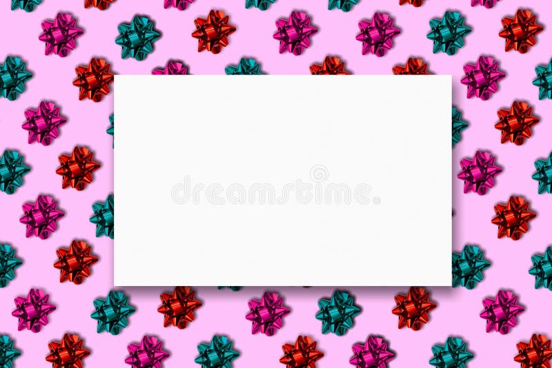 Seamless Border Stripe of Colored Packing Bows on a Pink Background ...