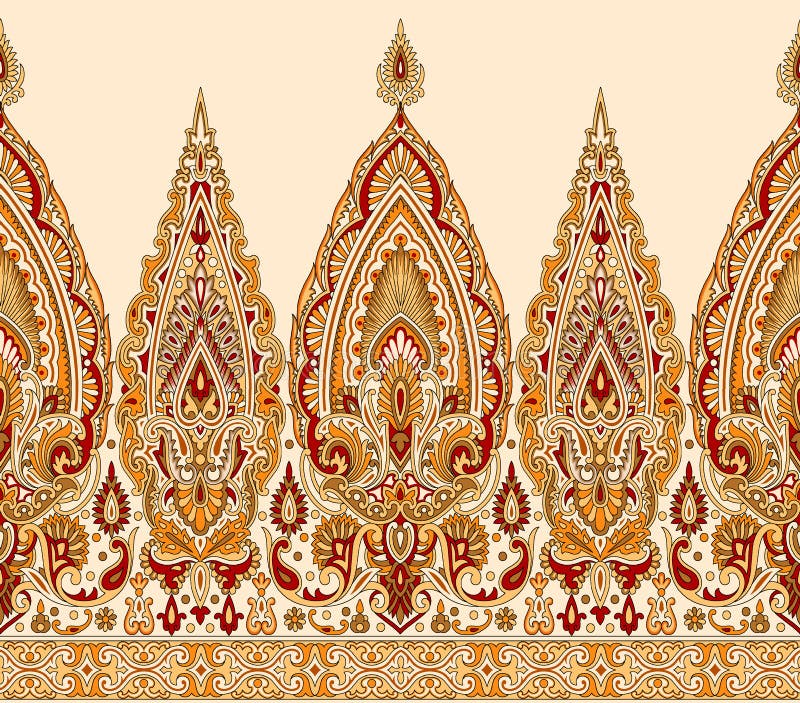 Seamless Border with Traditional Asian Design Elements Stock ...