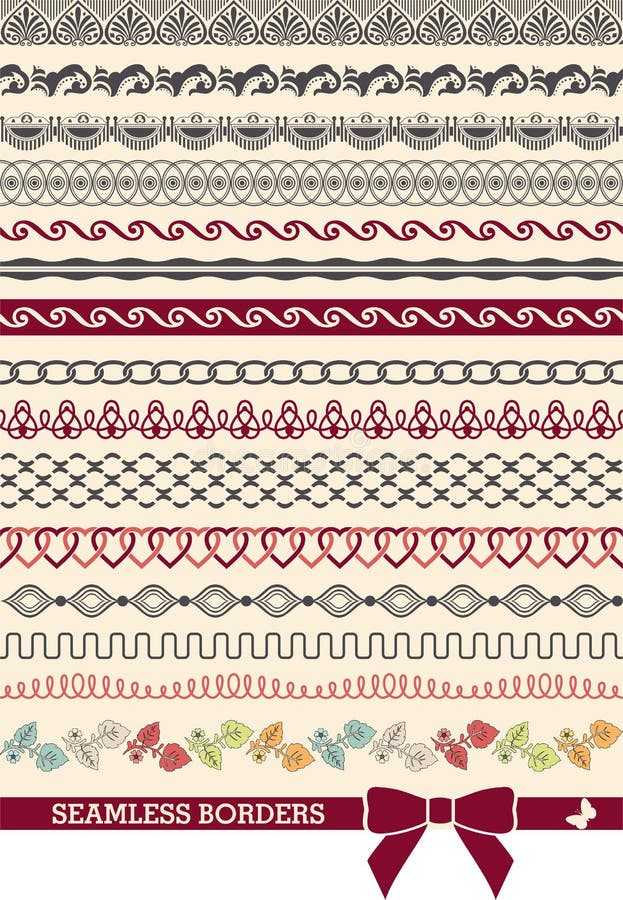 Seamless borders stock vector. Illustration of ornament - 49636169
