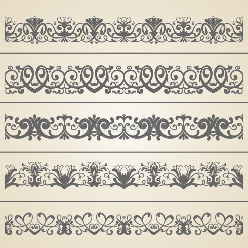 Seamless borders set stock vector. Illustration of detail - 18852361