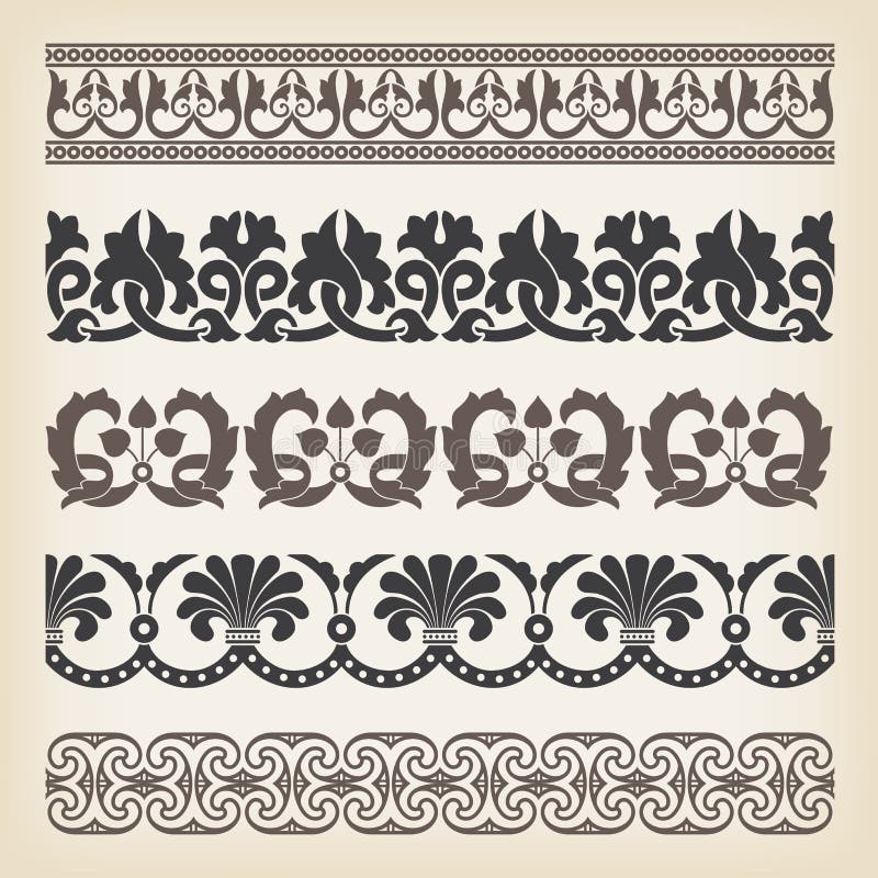 Seamless borders stock illustration. Illustration of element - 255219065