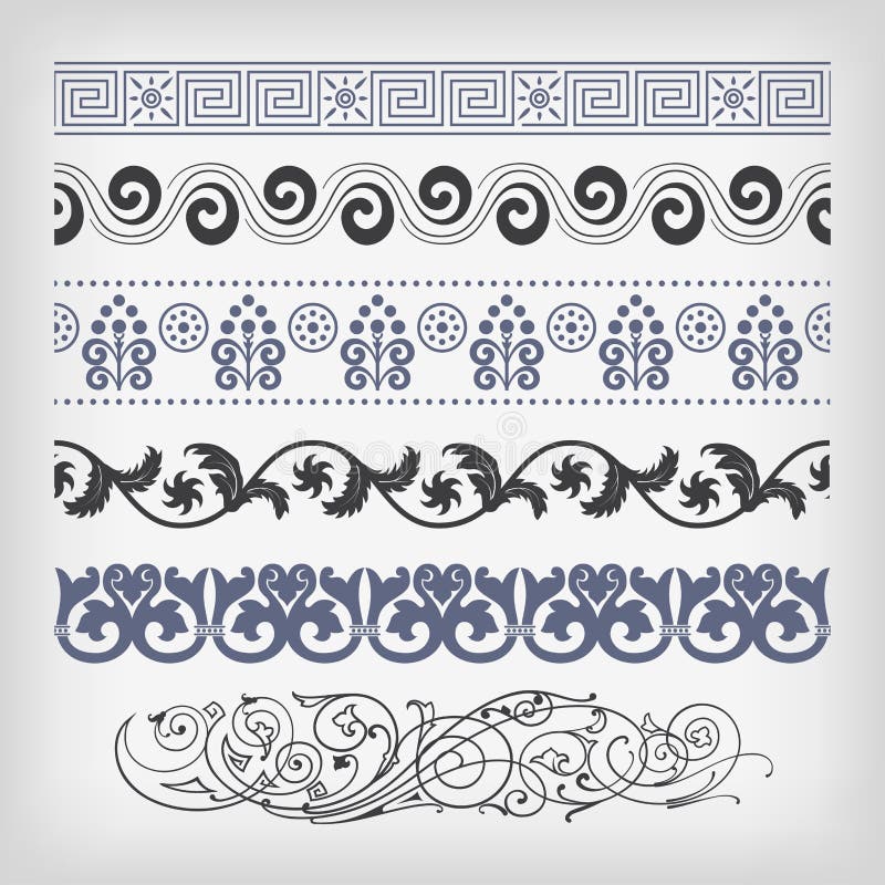 Seamless borders stock vector. Illustration of decorative - 255219075