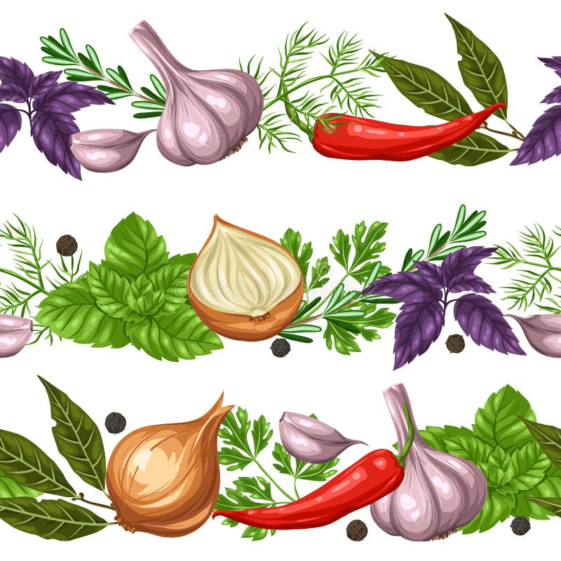 Spices Seamless Borders Stock Illustrations – 10 Spices Seamless ...