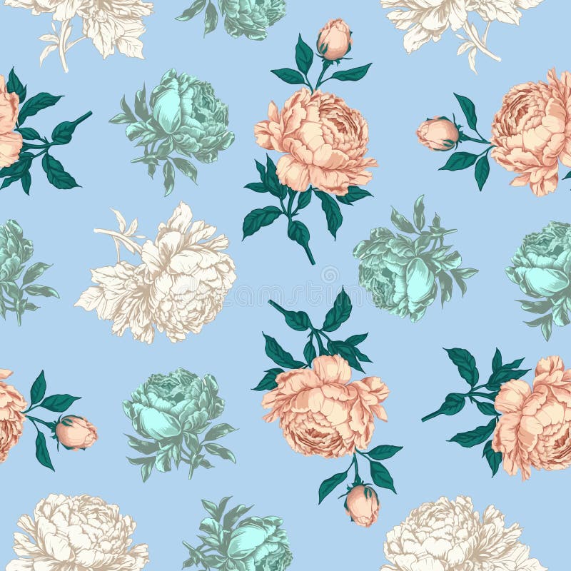 Seamless Botanical, Floral Pattern of Flowers. Vector Stock ...