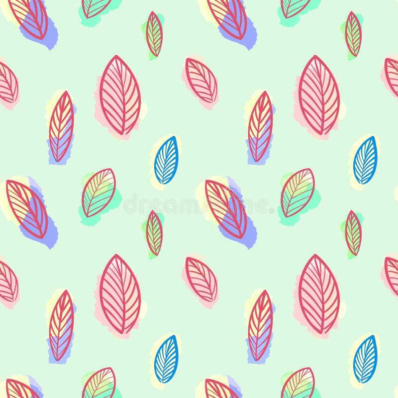 Botanical Leaf Pattern on a Light Green Background. Illustration of ...