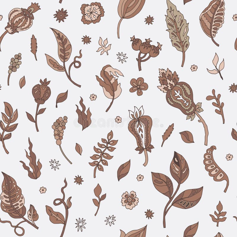 Seamless Botanical Mocha Mousse Pattern Stock Vector - Illustration of ...