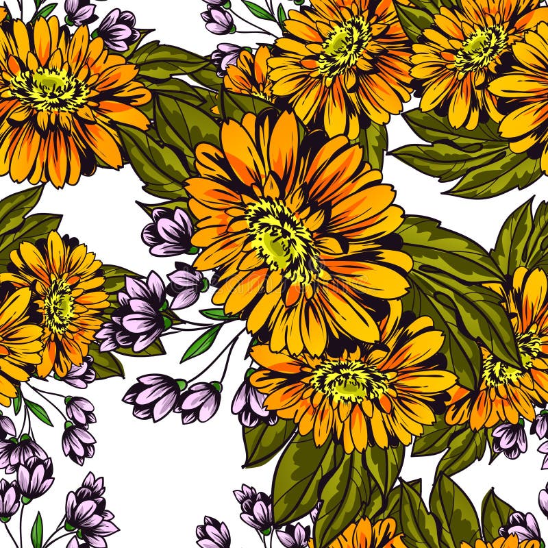 Seamless botanical pattern stock illustration. Illustration of flower ...