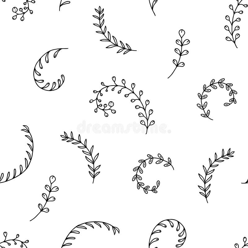 Flora Seamless Pattern Doodle Style Stock Vector - Illustration of ...