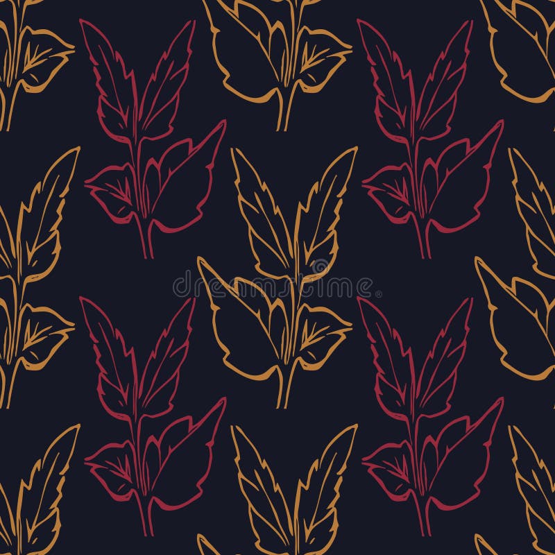 Seamless Botanical Pattern for Fabrics. Leaves Stock Illustration - Illustration of print ...