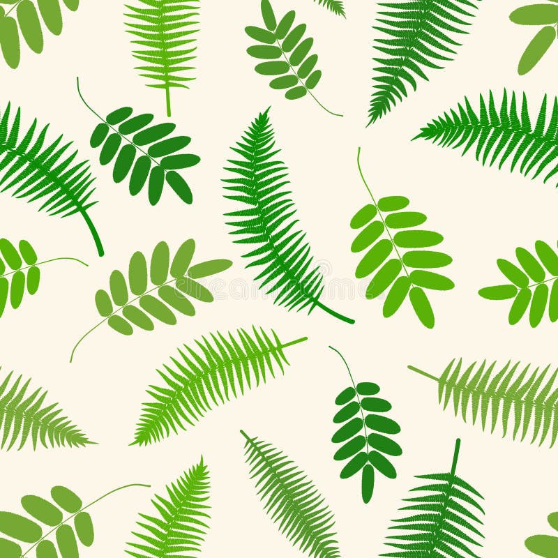 Seamless Botanical Pattern with Fern Branches Stock Vector ...