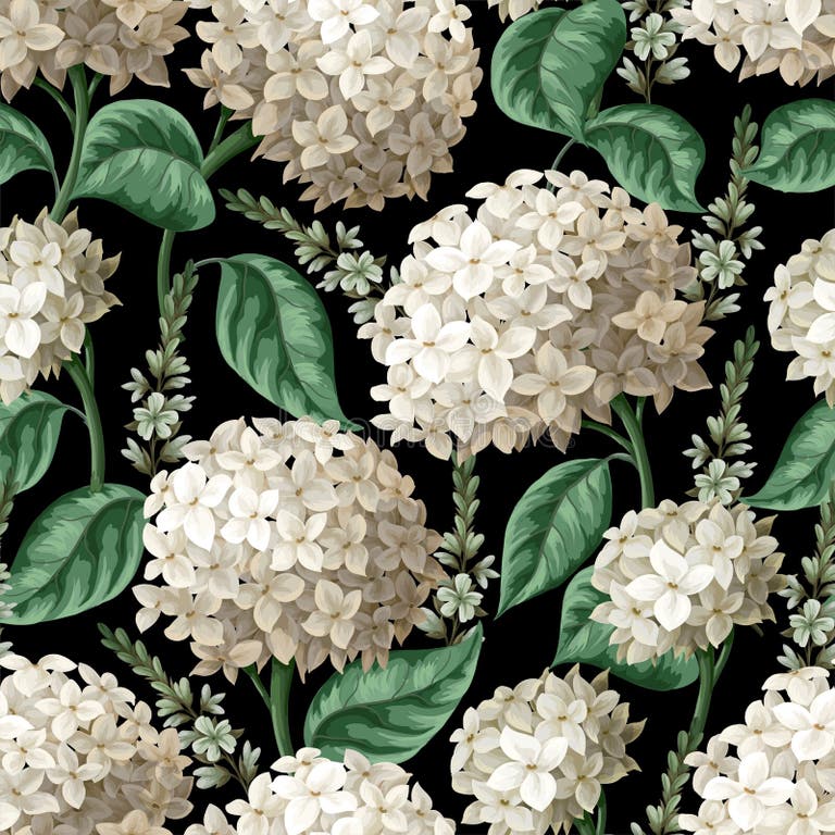 Seamless Botanical Pattern with Hydrangeas. Vector Stock Vector - Illustration of repeat ...