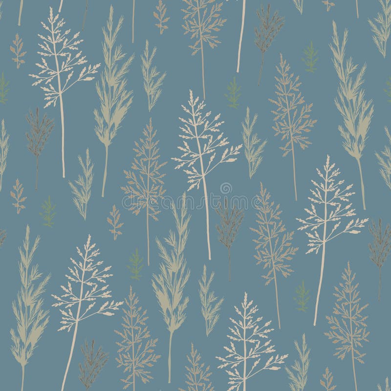 Seamless Botanical Pattern of Various Field Grass Elements. Concept of ...