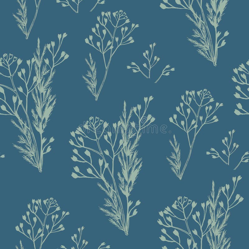 Seamless Botanical Pattern of Various Field Grass Elements. Concept of ...