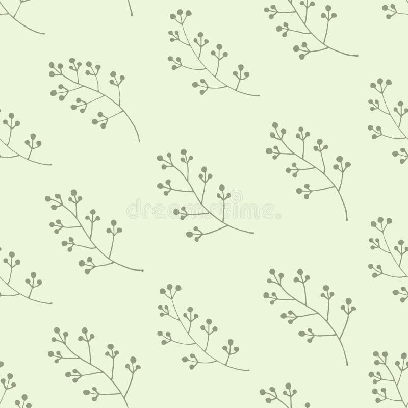 Seamless Botanical Pattern in Soft Green Stock Illustration ...