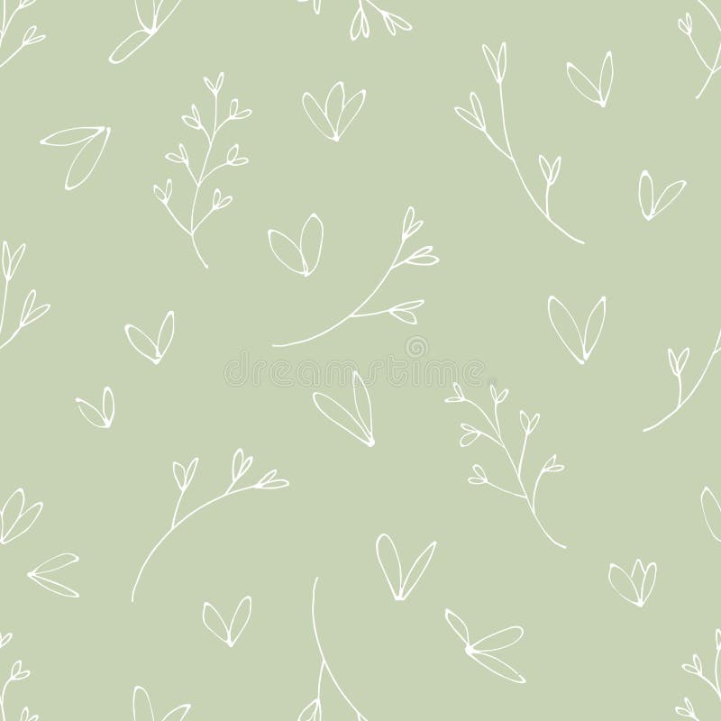 Seamless Botanical Pattern in Soft Green and White Stock Illustration ...