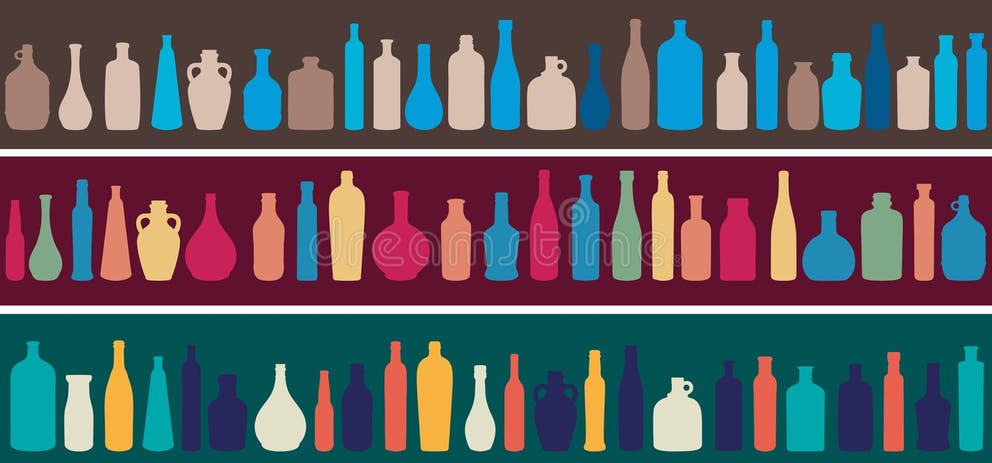 Seamless Bottles Borders - Vector Illustration Stock Vector ...