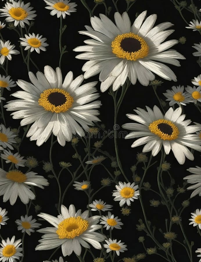 Yellow Black Flowers Pattern Daisies Stock Illustrations – 1,303 Yellow ...