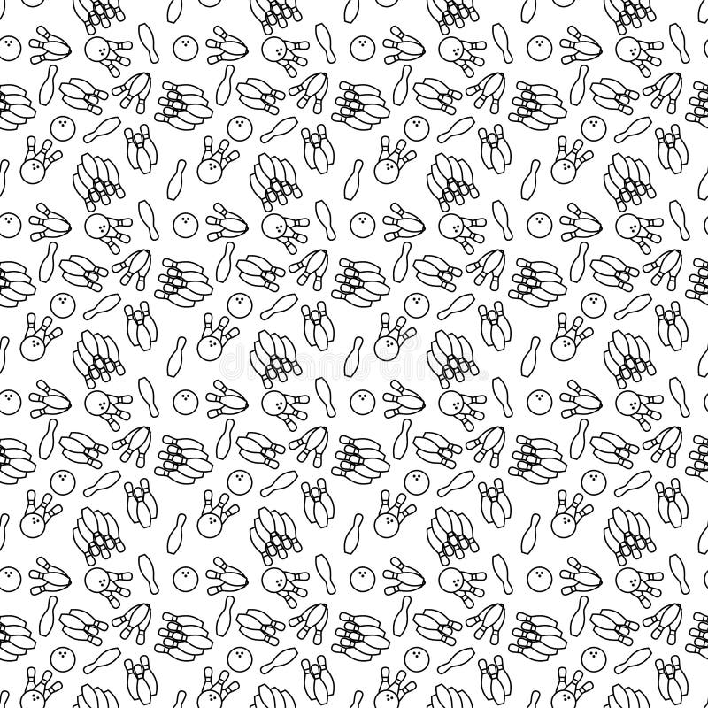 Seamless Bowling Pattern on White Background. Bowling Sports Background ...