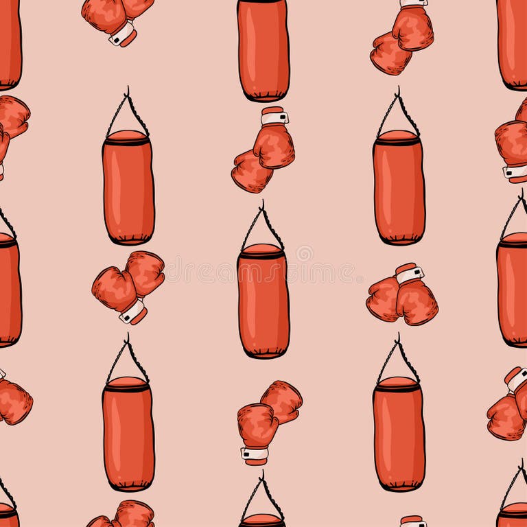 Seamless Boxing Themed Pattern. Boxing Gloves Pattern. Red Colored ...