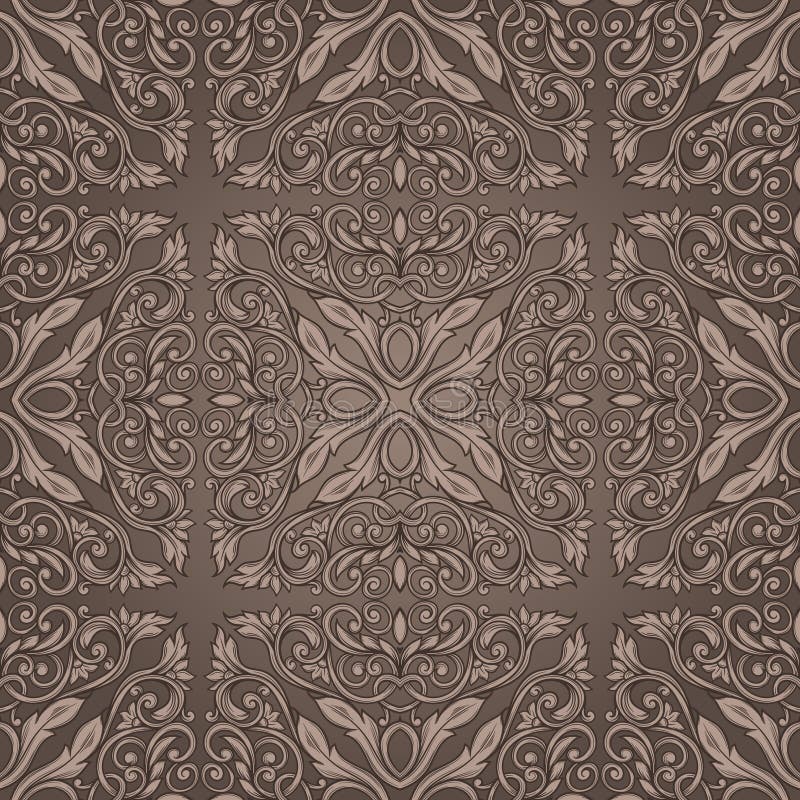 Seamless Braun Vintage Pattern Stock Vector - Illustration of plants ...