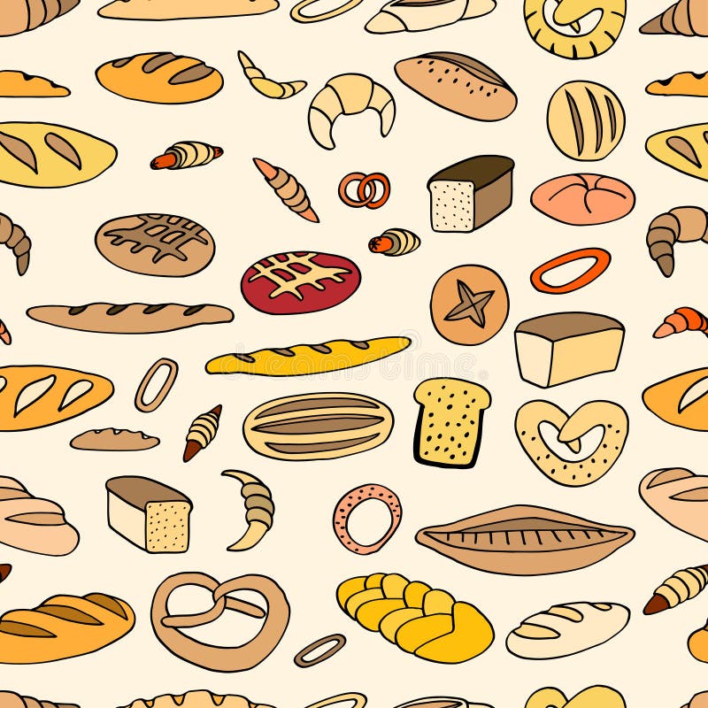 Bread Background. Collection Bread Icons Stock Vector - Illustration of ...