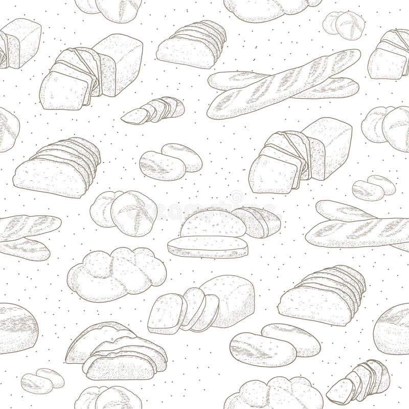 Seamless Bread pattern set stock vector. Illustration of loaf - 223903507