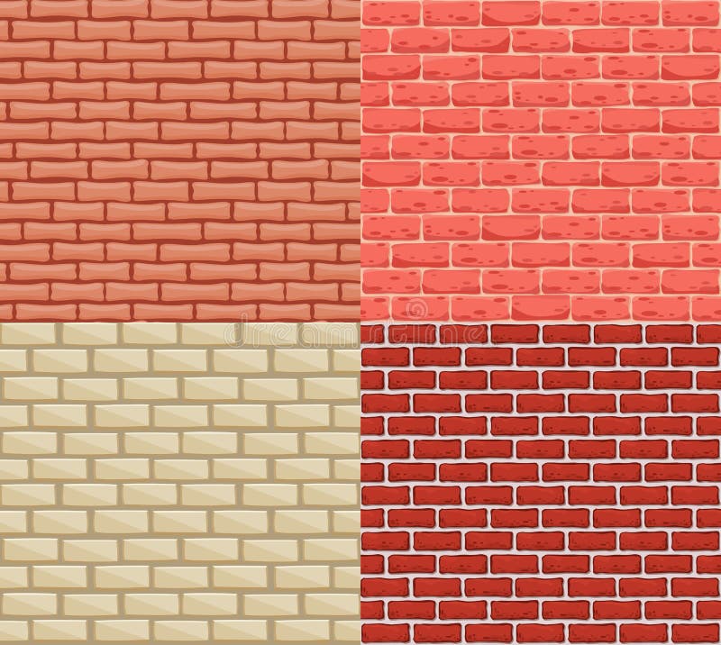 Seamless Brick Walls. Realistic Color Stone Vector Textures. Decorative ...