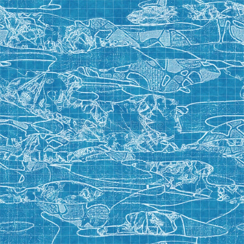 Seamless Bright Blue Blueprint Pattern for Textile and Print Stock ...