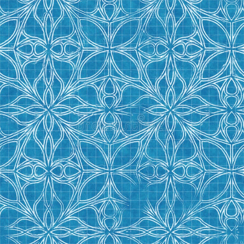 Seamless Bright Blue Blueprint Pattern for Textile and Print Stock ...