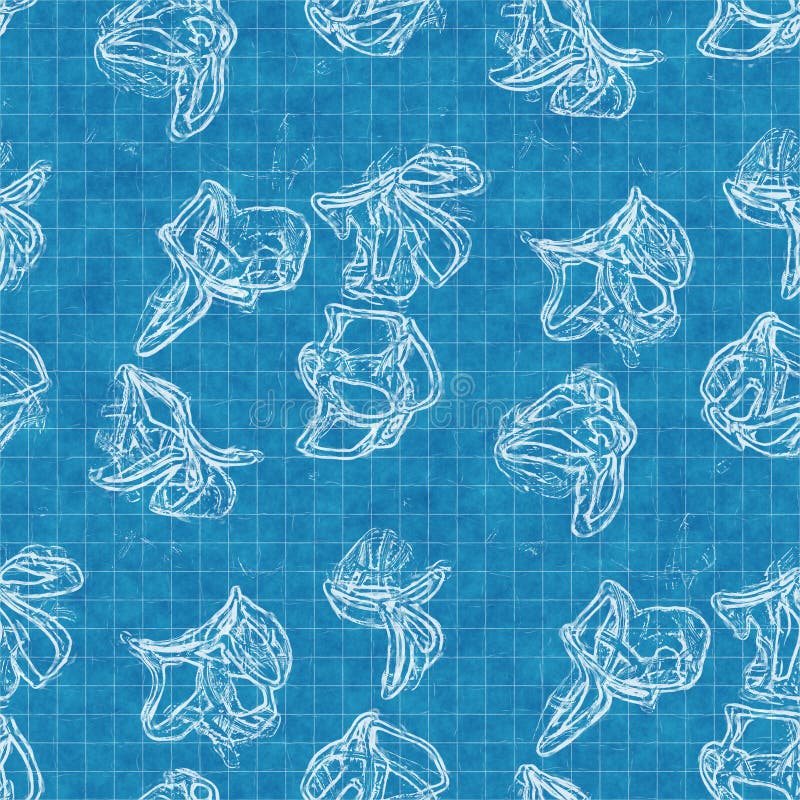Seamless Bright Blue Blueprint Pattern for Textile and Print Stock ...