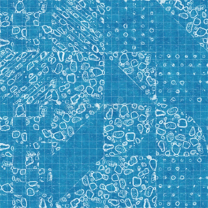 Seamless Bright Blue Blueprint Pattern for Textile and Print Stock ...
