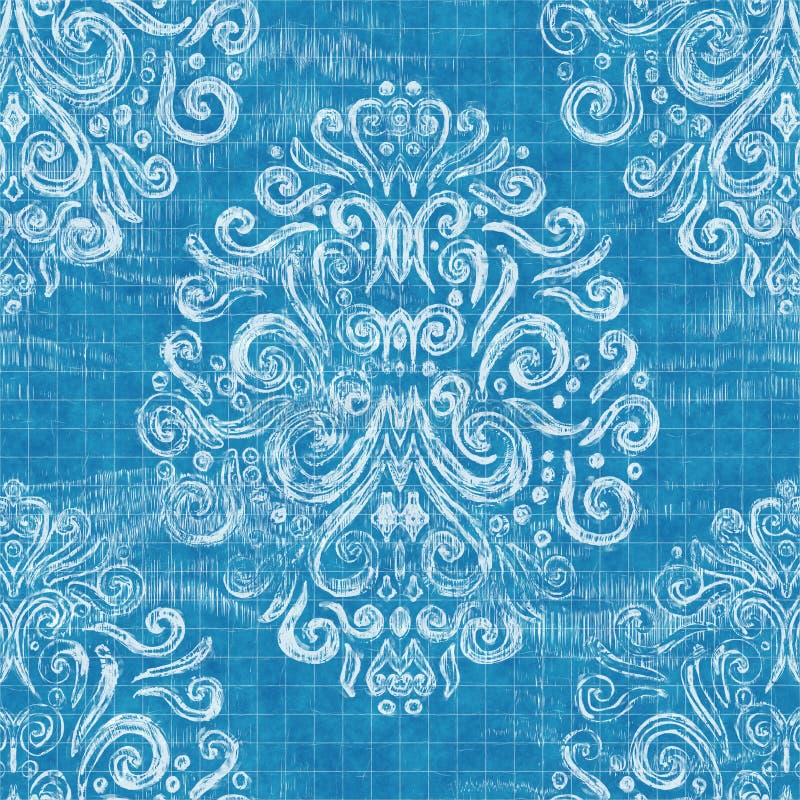 Seamless Bright Blue Blueprint Pattern for Textile and Print Stock ...
