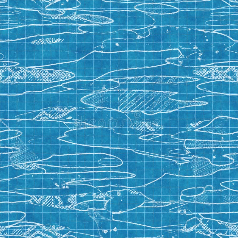 Seamless Bright Blue Blueprint Pattern for Textile and Print Stock ...
