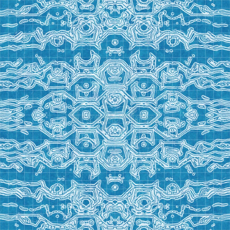 Seamless Bright Blue Blueprint Pattern for Textile and Print Stock ...