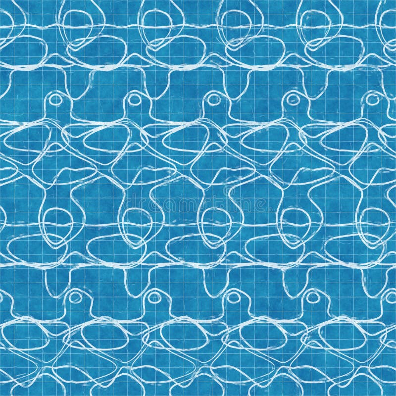 Seamless Bright Blue Blueprint Pattern for Textile and Print Stock ...