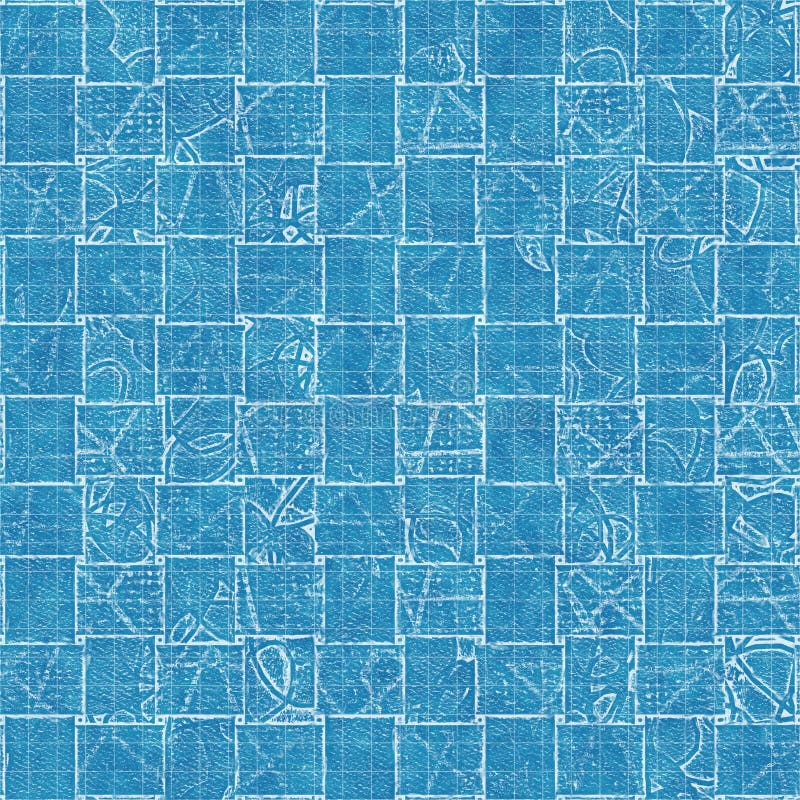 Seamless Bright Blue Blueprint Pattern for Textile and Print Stock ...