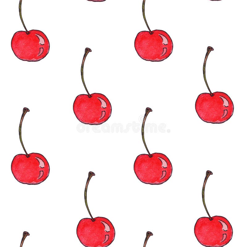 Seamless Bright and Contrast Cherry Berry Pattern. Perfectly Aligned ...