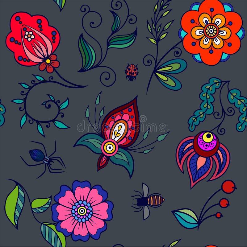 Seamless Bright Floral Pattern. Illustration Stock Illustration ...