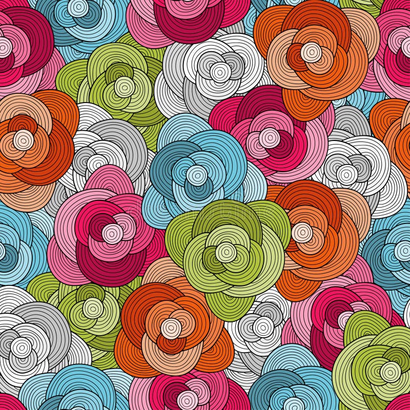 Seamless Bright Floral Pattern. Stock Vector - Illustration of drawn ...