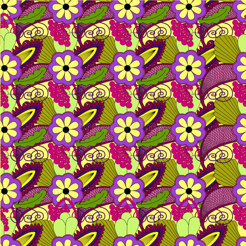 Seamless Bright Floral Pattern. Vector Illustration Stock Vector ...