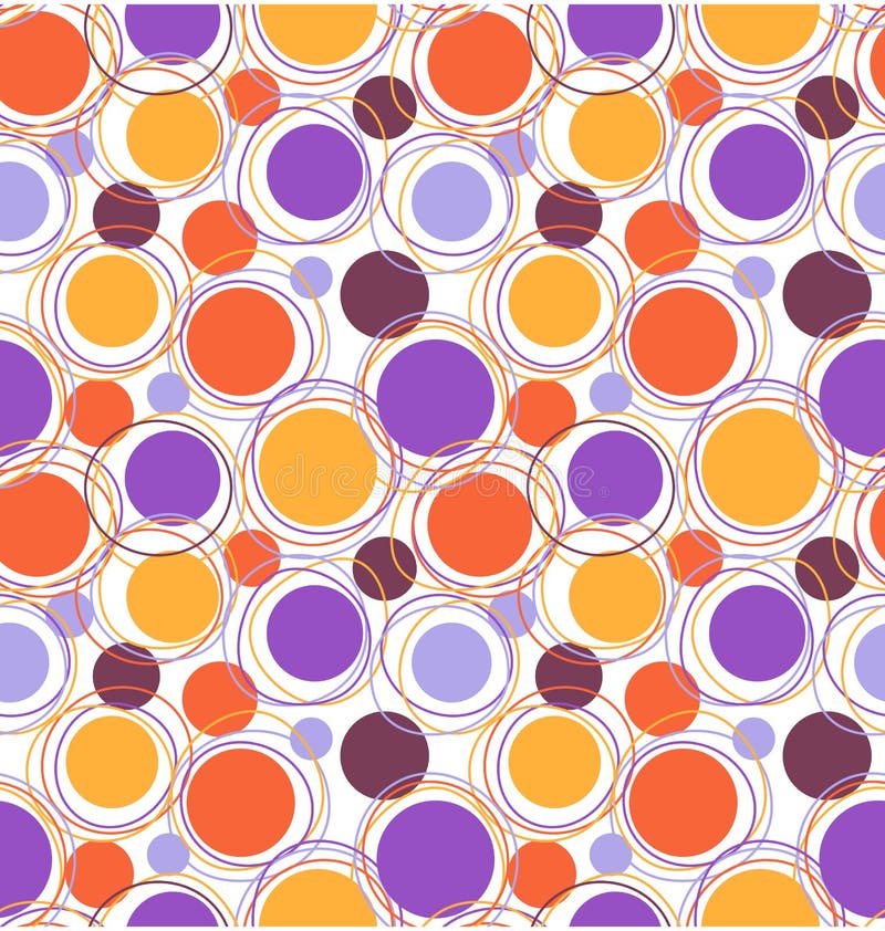 Seamless Bright Fun Abstract Pattern with Circles Isolated on Wh Stock ...