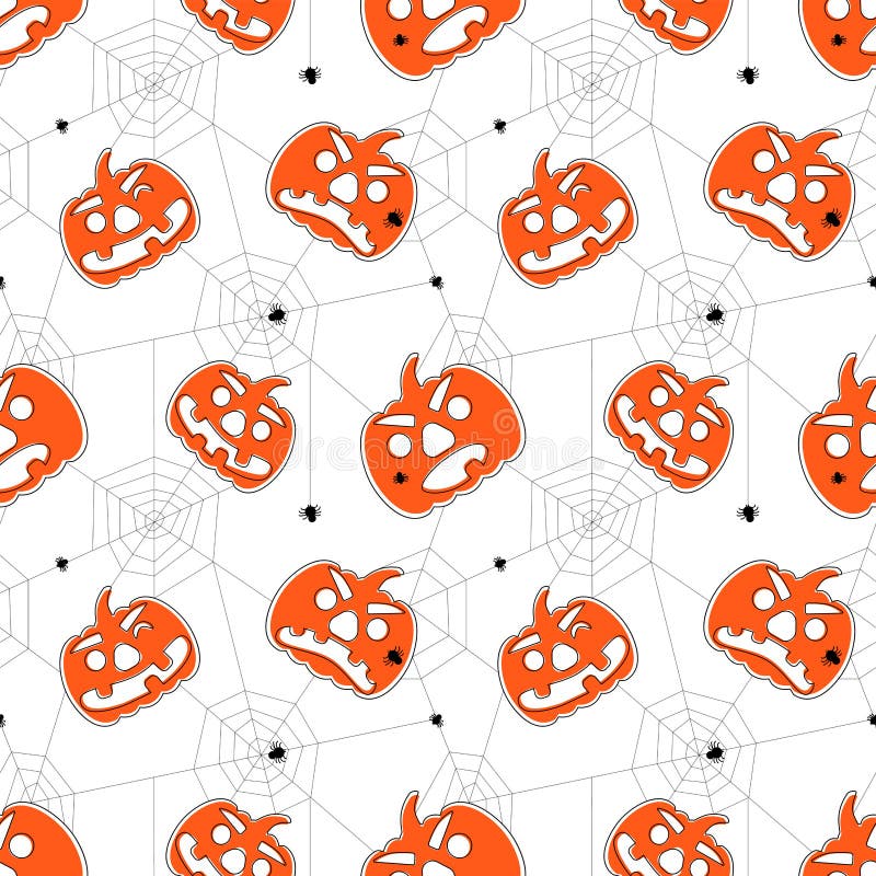 Seamless Bright Halloween Pattern. Cartoon Style Pattern with Pumpkins ...