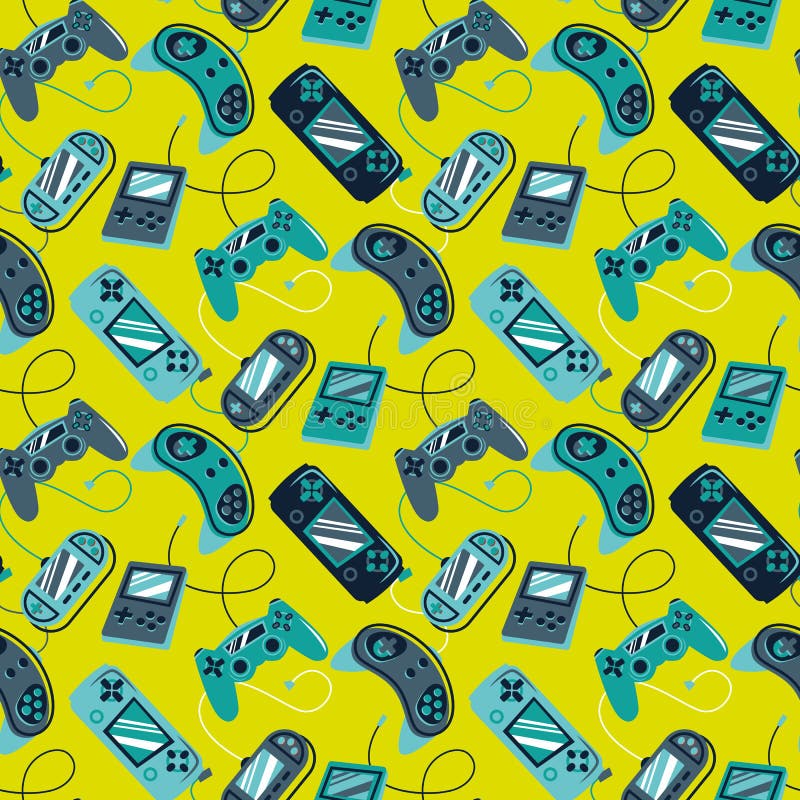 Seamless Bright Pattern with Joysticks. Video Game Controller Gaming ...