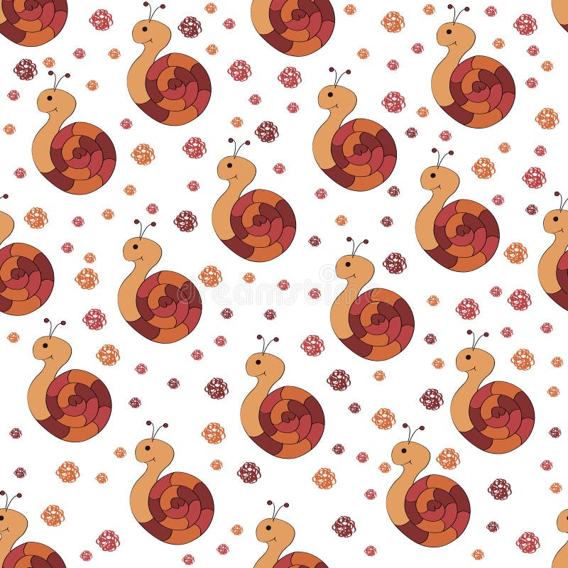 Seamless Bright Snails Pattern Stock Vector - Illustration of cartoon ...
