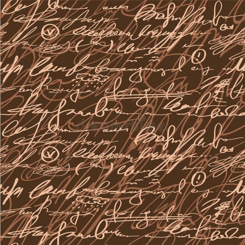 Seamless Brown Elegance Hand Write Pattern Stock Vector - Illustration ...